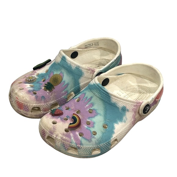 CROCS | Shoes | Crocs Classic Clogs Pastel Rainbow Tie Dye With 5 ...